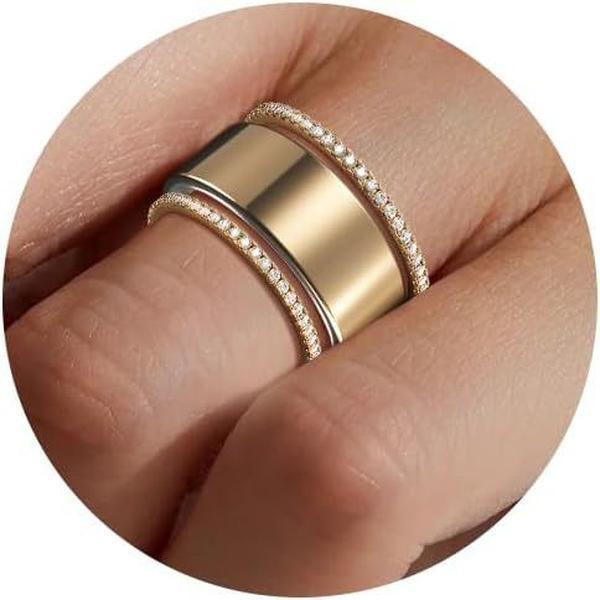 2-Pack 14 Golden Plated Stacking Rings for Oura Gen 4/Oura Gen 3, Cubic ...