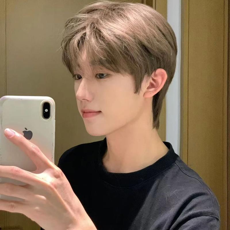 Wig Korean Style Natural Fluffy Cool Brown Micro Fringe Men' - TikTok ...