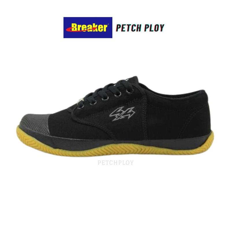 [BK4] Breaker รองเท้าผ้าใบนักเรียน ฟุตซอลเบรกเกอร์ สีดำ ผูกเชือก ...