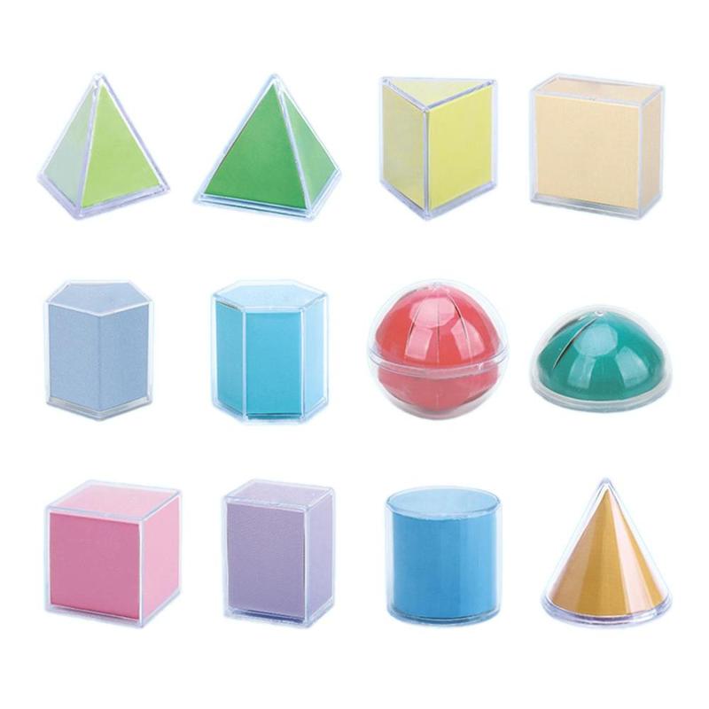 Mainan Matematik Bentuk Geometrik, 12x, Gaya Montessori, Sesuai ...