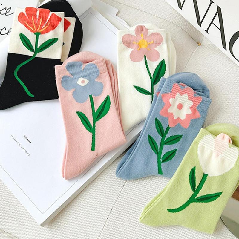 Women'S Three-Dimensional Tulip Socks Mid-Tube Socks Preppy Style ...