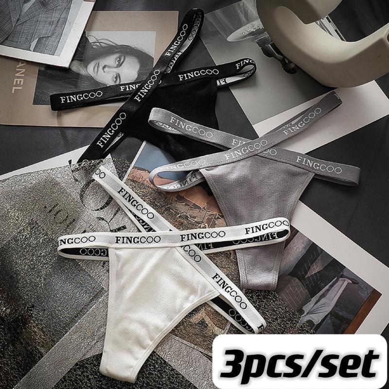 3pcs/set Women Cotton Thong Sexy Panty Woman Cross Letter Waist ...