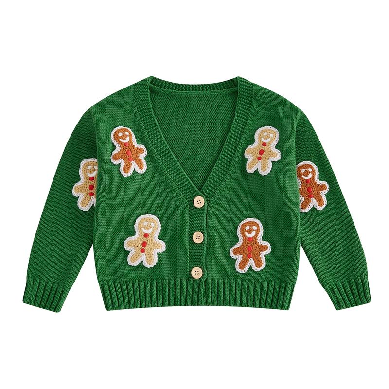 Christmas Kids Cardigan Long Sleeve Button Closure Gingerbread - TikTok ...