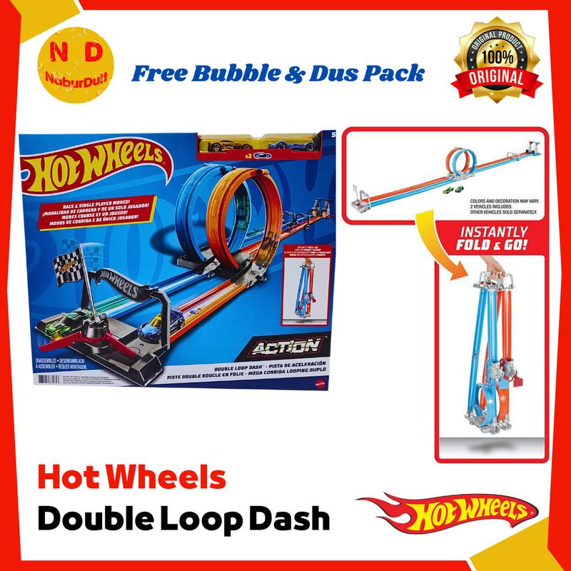 Hot Wheels Track Double Loop Dash 2 Jalur Balap dgn Launcher - Shop | Tokopedia