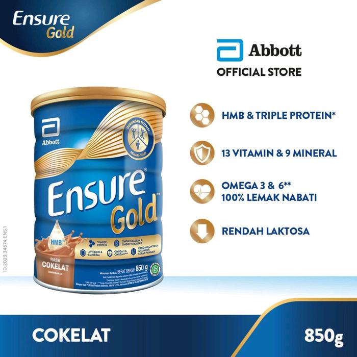 Jual Ensure Gold HMB 380g Rasa Vanila / Coklat / Gandum - Susu Nutrisi ...