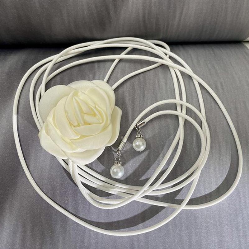 Solid Color Camellia Waist Belt Sweet Knot Waist Chain Adjustable ...