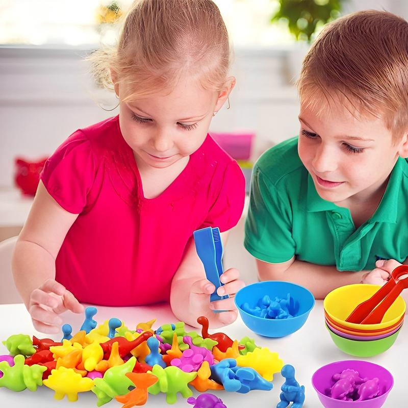 Montessori Children's Dinosaur Color Sorting Matching Game Rainbow ...