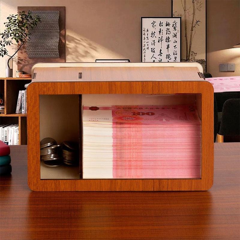 New Wooden Money Savings Box Transparent Visible Banknote Coin - TikTok ...
