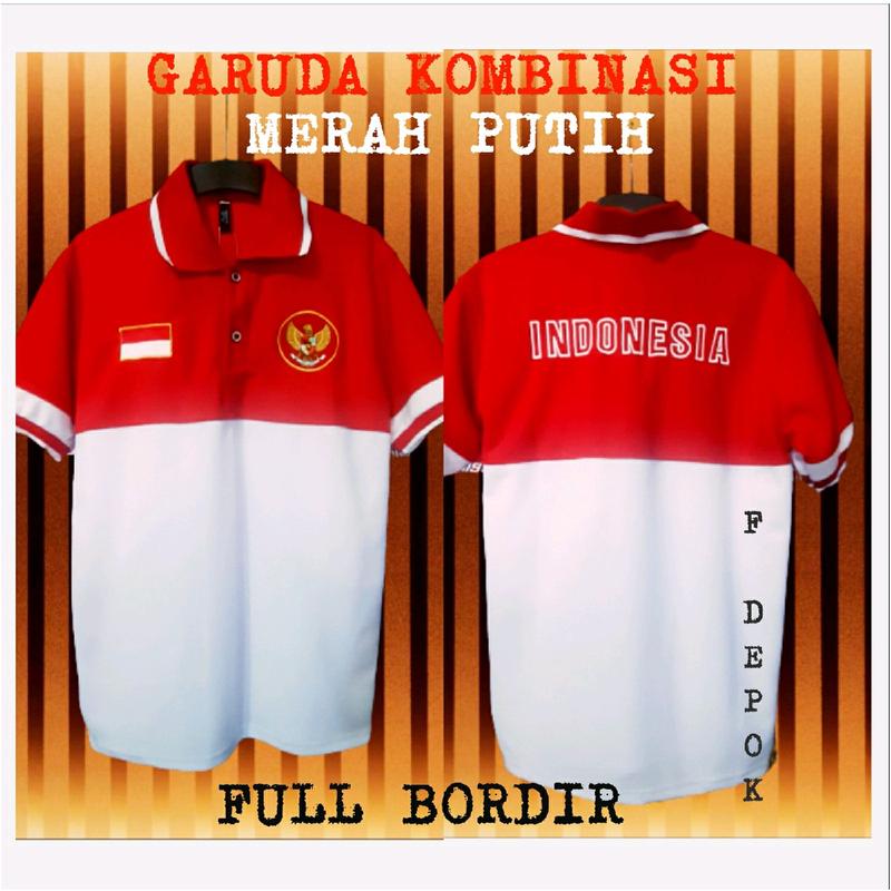 Kaos Polo garuda kombinasi merah putih Bordir - Shop | Tokopedia