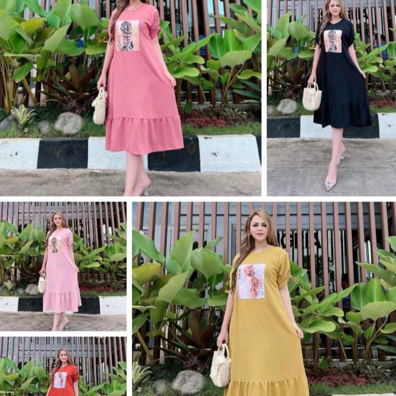 Daster Crinkle Airflow Premium Motif Emblem Printing Viral Dress - Shop ...