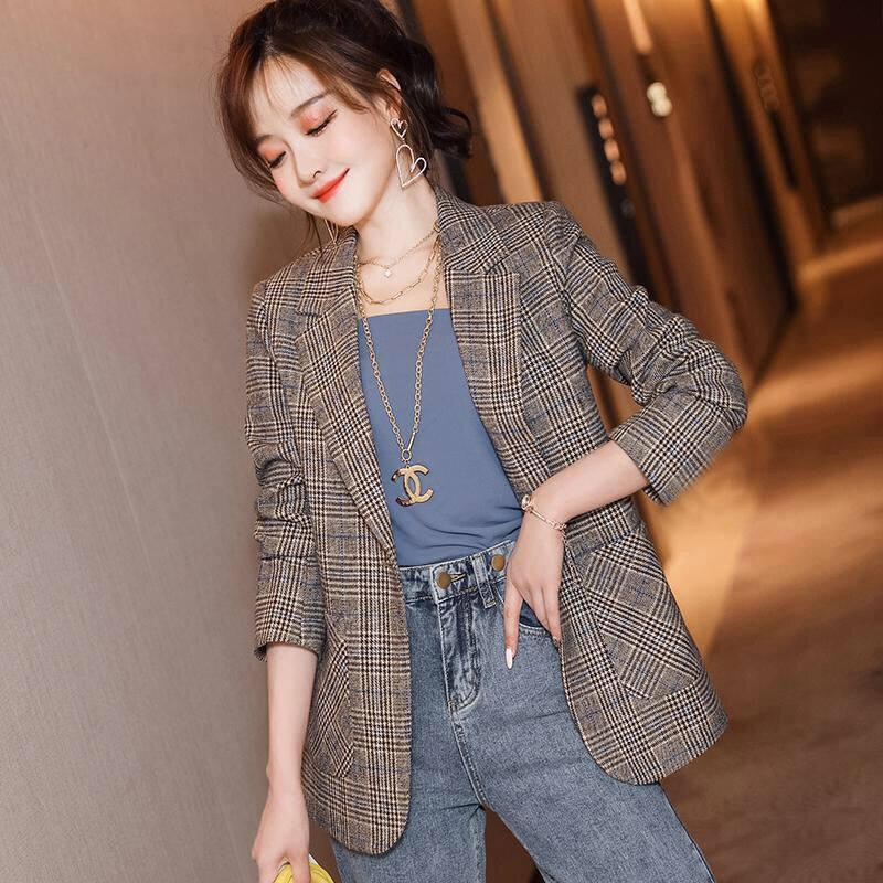 SS24 Blazer wanita, kot pejabat, Warna pepejal, longgar, fesyen ...