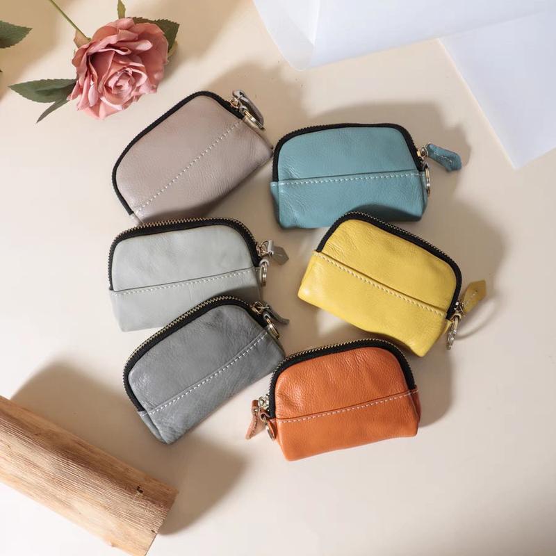 Simple Top Layer Cowhide Coin Purse Soft Leather Pouch Small Bag Coin ...