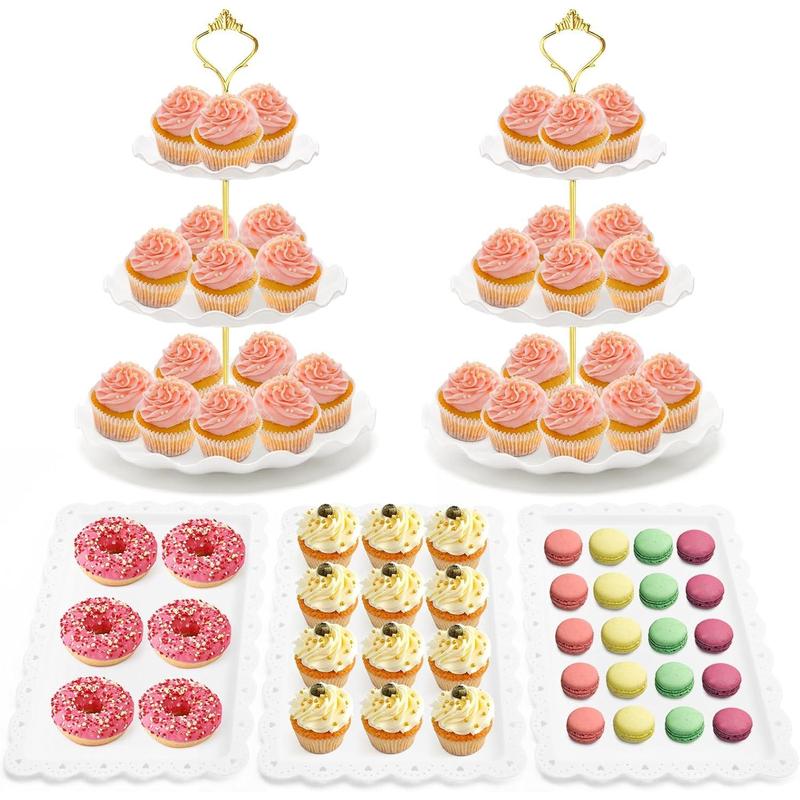 5 count Cupcake Stand Set, 2 count 3 Tier Cupcake Stands with 3 count ...