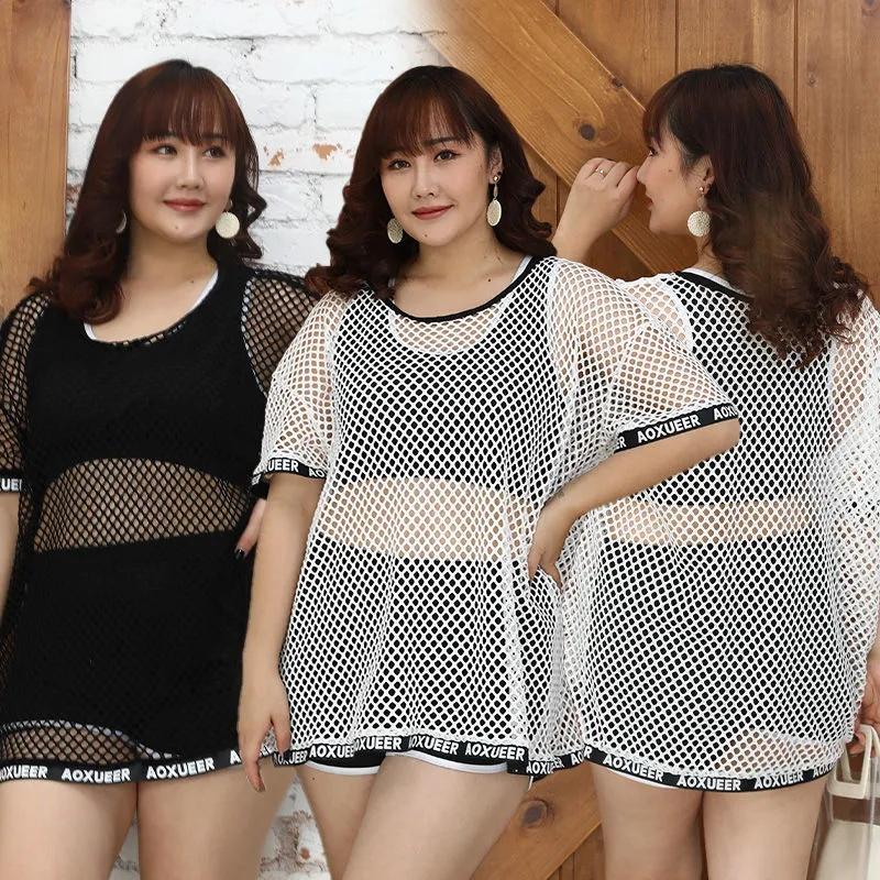 Beach Outfit Plus Size XL-3XL 3 Pieces mesh female cover up - TikTok ...