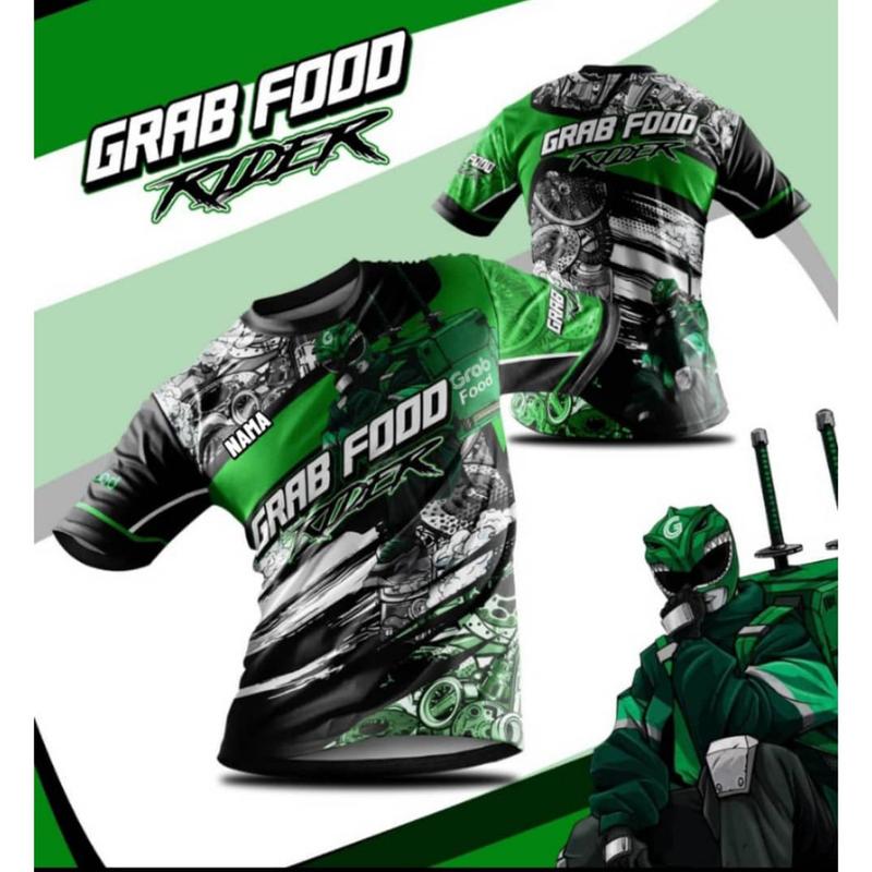 Baju-T Grab Food Rider, Pakaian Lelaki dan Wanita, Grabber Lengan ...