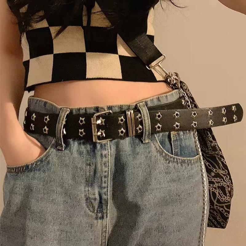 Tali Pinggang Gesper Berganda, Gaya Korea, Reka Bentuk Punk Gadis ...