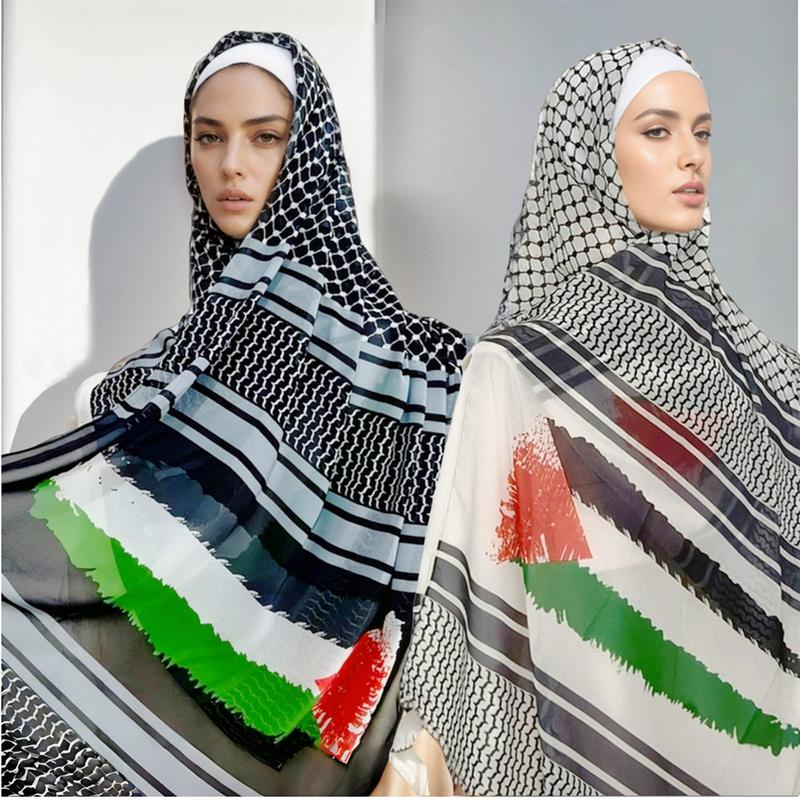 180*70CM Palestinian Chiffon Hijab Keffiyeh Print Chiffon Hijab ...