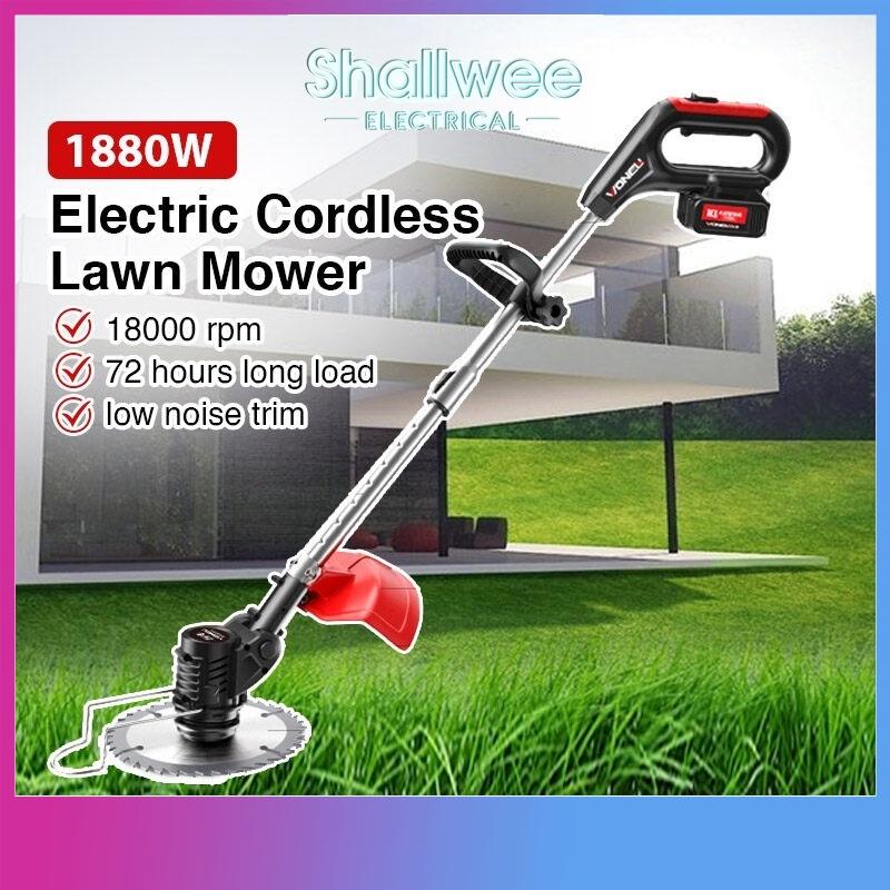 1880W Mesin Rumput Elektric Grass Cutter Battery Cordless Grass ...