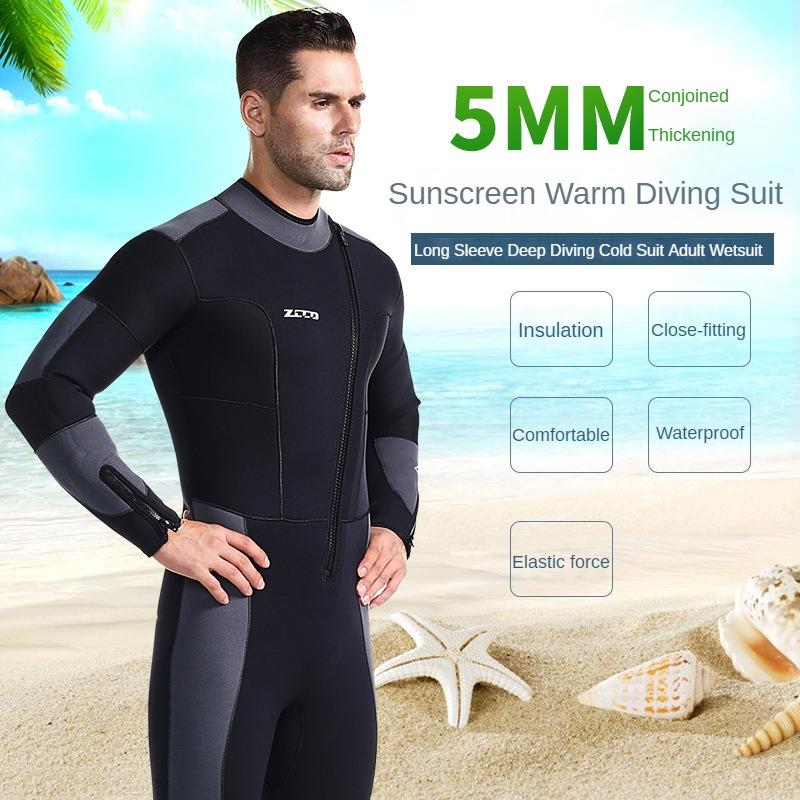 New 5mm Men's and Women's Full-Body Wetsuit, Long-Sleeve Thermal ...