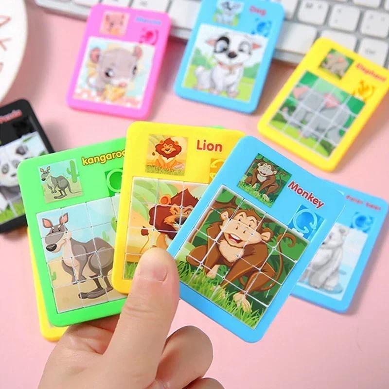 1PC Cartoon Animal Learning Slide Puzzles Montessori Early Educational ...