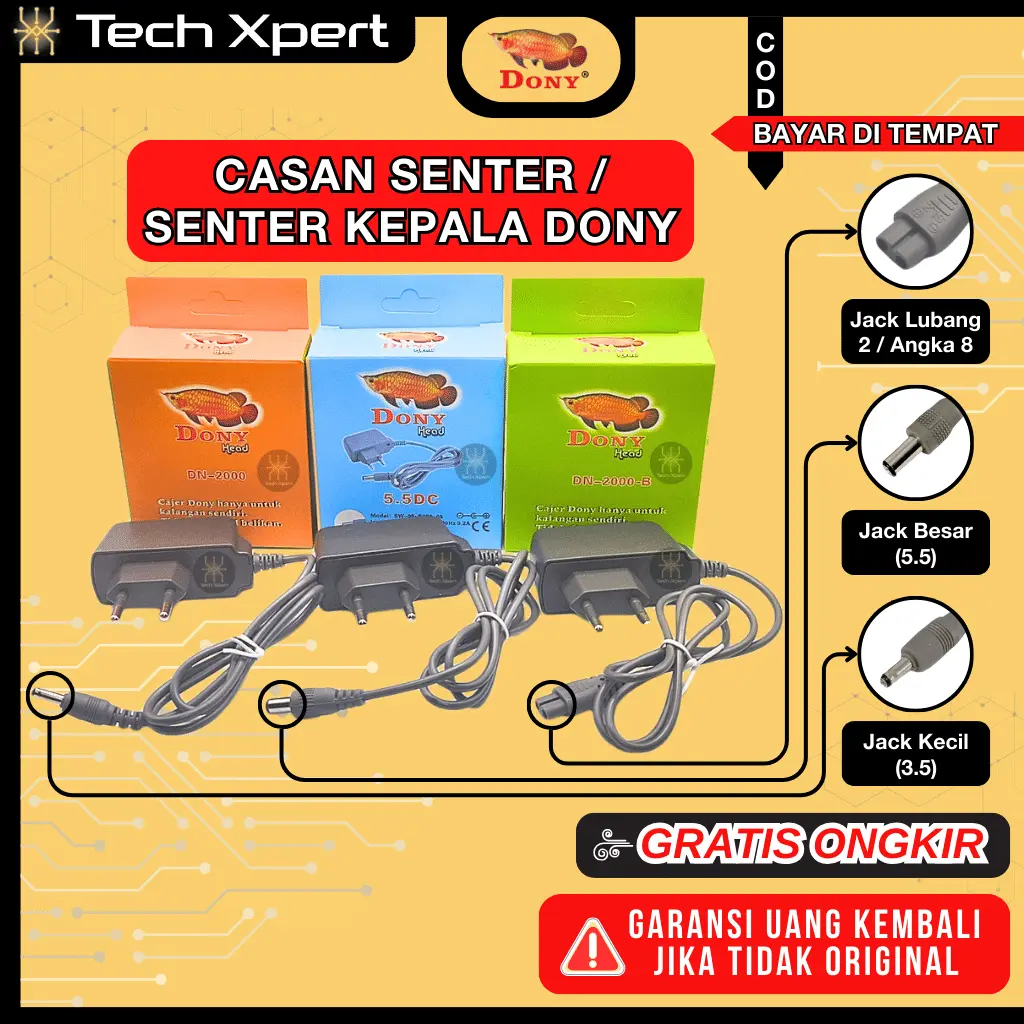 CAS / CHARGER SENTER KEPALA DONY DN-2000 ORIGINAL JACK KECIL / BESAR ...