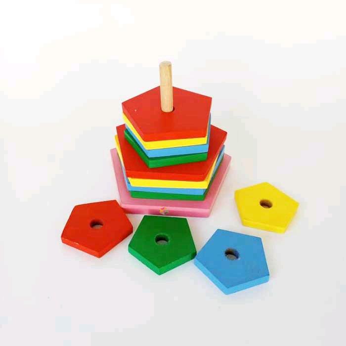 Mainan edukasi menara geometri menara pelangi mainan anak - Shop ...