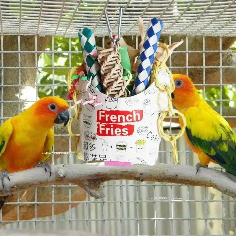 Colorful Big Parrot Chew Toys Bird Foraging Natural Bird Cup - TikTok ...