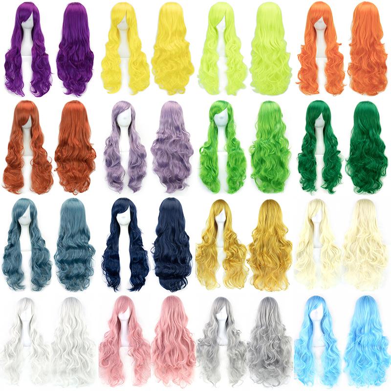 Universal Synthetic Colorful Long Cosplay Wigs Fluffy Curly Hair ...