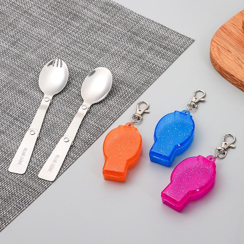 Light Small Outdoor Utensil Stainless Pocket Spoon Fork Folding ...