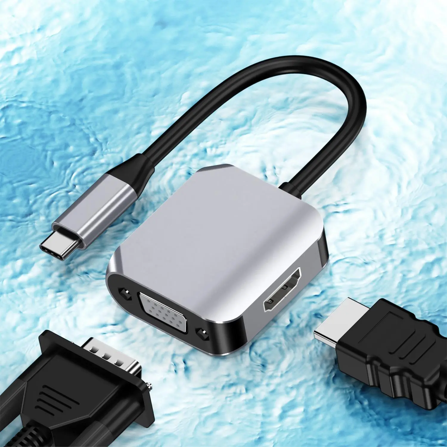 1 Piece Mini 2 in 1 Adapter, Portable USB C to HDMI & VGA Expansion ...
