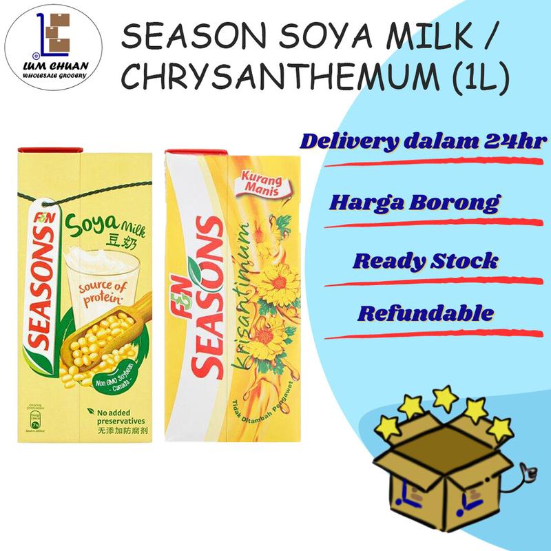 F&N Seasons Air Kotak Soya(1L*12)/Soya Milk & Teh Bunga/Chrysanthemum ...