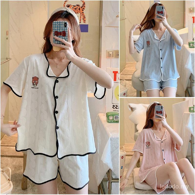 2024 Pyjamas Sleepwear Woman New Summer Women'S Button Cardigan ...