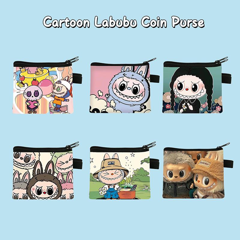 Cute Labubu Coin Purse Cartoon Printed The Monsters Wallet Zippers ...