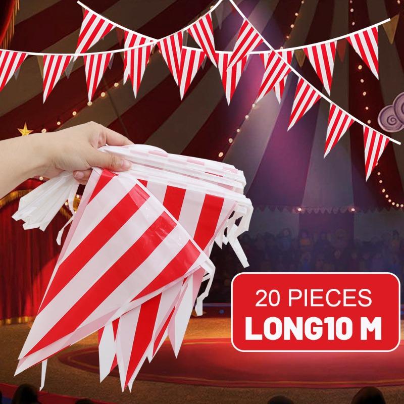 Bunting Bendera Segitiga, Berjalur Merah dan Putih Klasik, Panjang ...