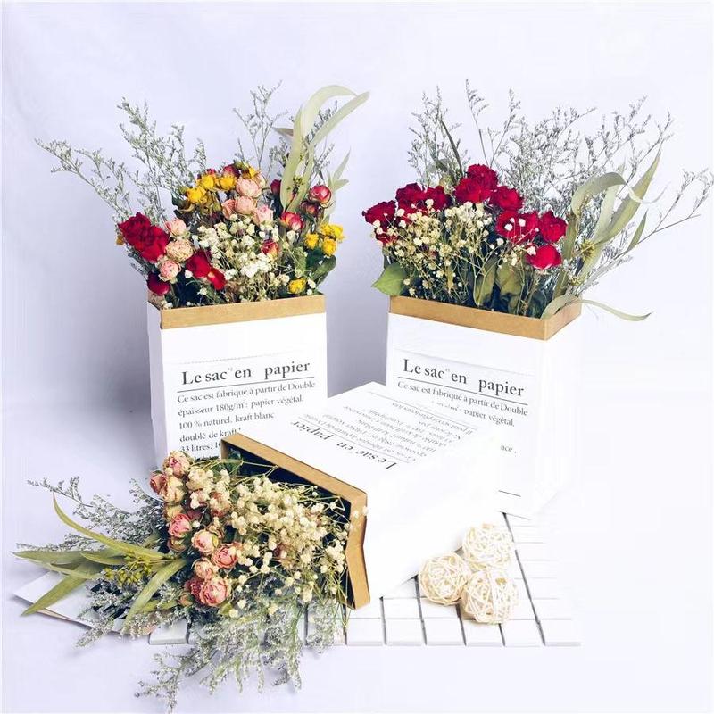 Simple style English letters hugging bag kraft paper flower packaging ...