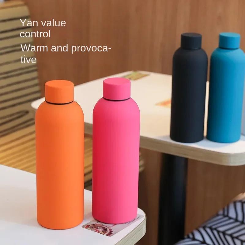 New rubber paint sport small mouth bottle thermos cup Double - TikTok ...