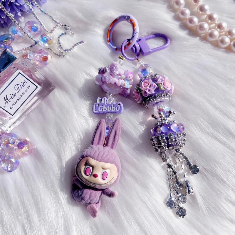 [AHA] Yoga Labubu Keychain Phone Charm Mini Bean Labubu Ornament ...