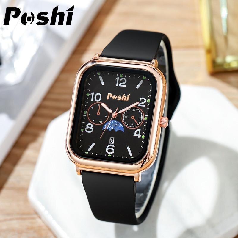 Jam Tangan Wanita Kalis Air, POSHI, Asli, Gaya Sukan Kasual Getah ...