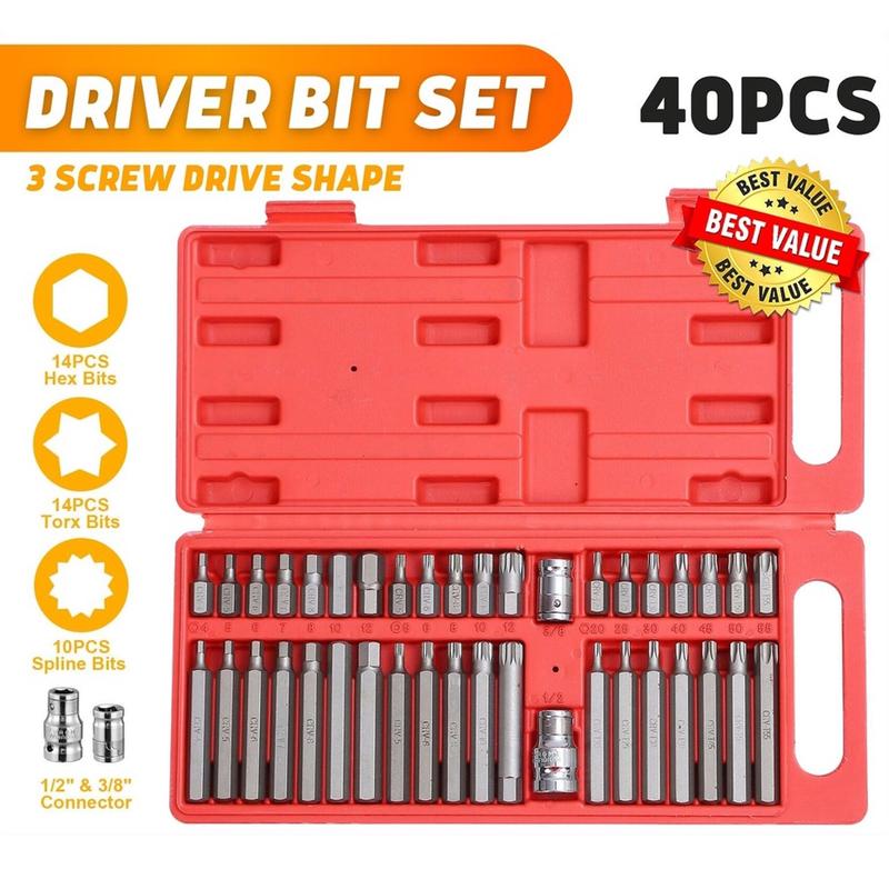 40pcs Hex Torx Bit Star Wrench Allen Key Spline Bit Screwdriver ...