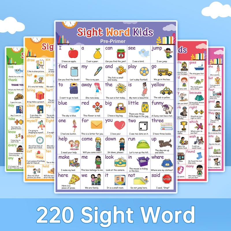Children's English 220 Sight Words Poster, High-Frequency Words ...