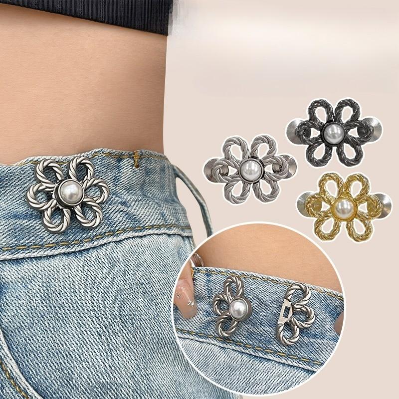 1pc Cute Metal Brooch Pin Buckle Flower Waist Pin Jeans Adjustment ...