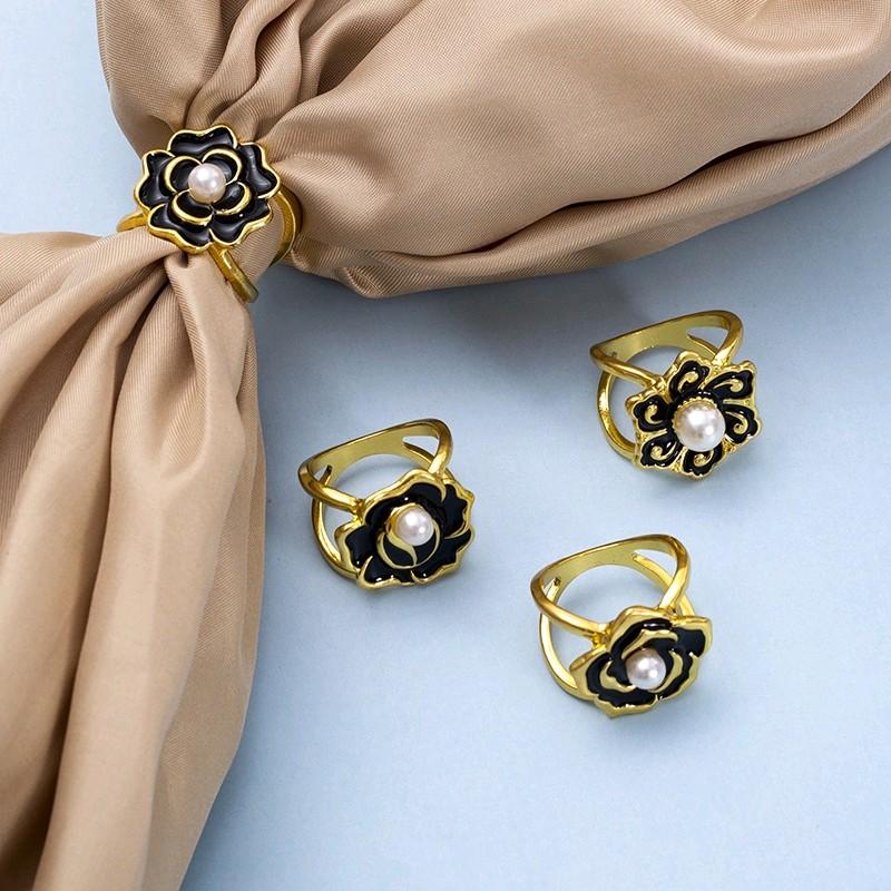 RING BUNGA HITAM PREMIUM jewellery rings Aksesoris Elegan - Shop ...
