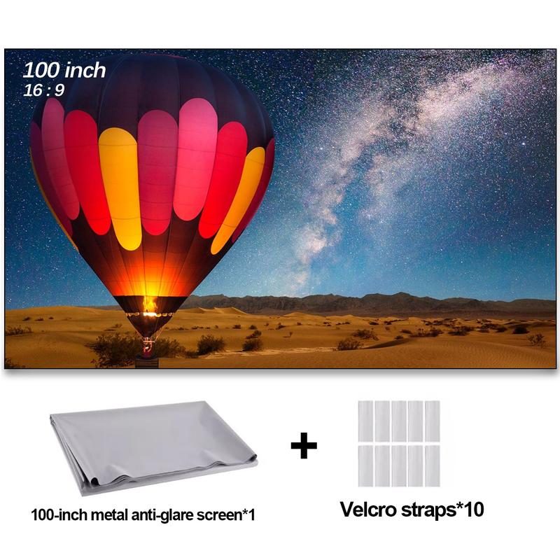 HD Projector Screen, 4K Metal Lightproof Foldable Portable Movie Screen ...