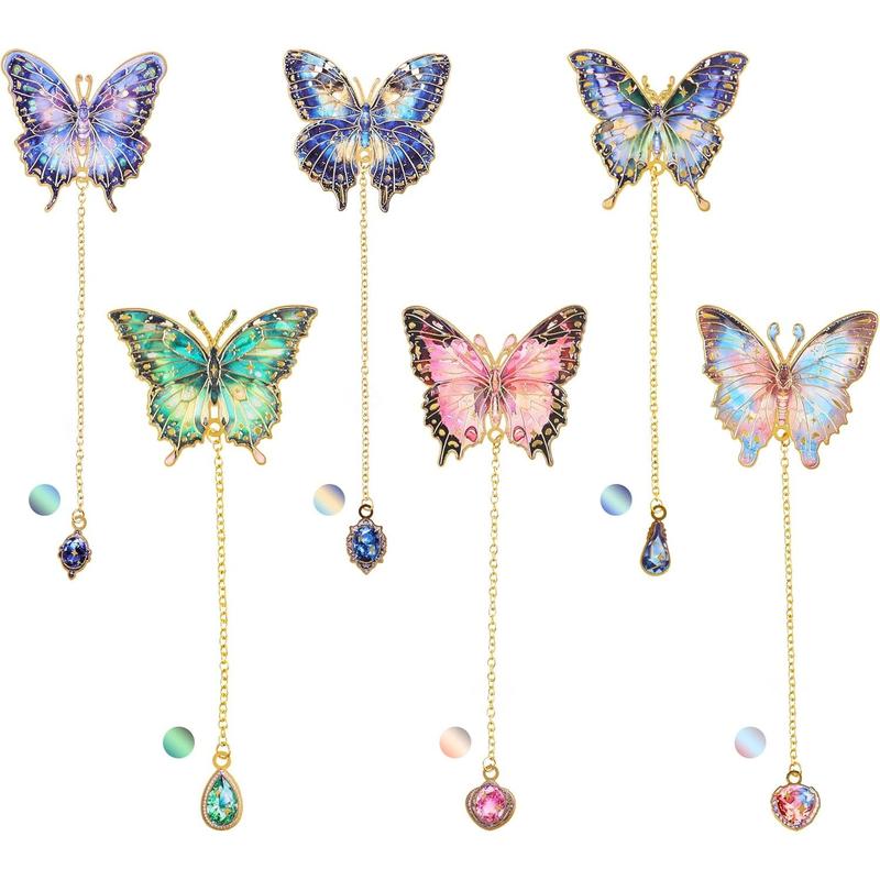 6 count Metal Butterfly Bookmarks with Chain, Golden Hollow Bookmark ...