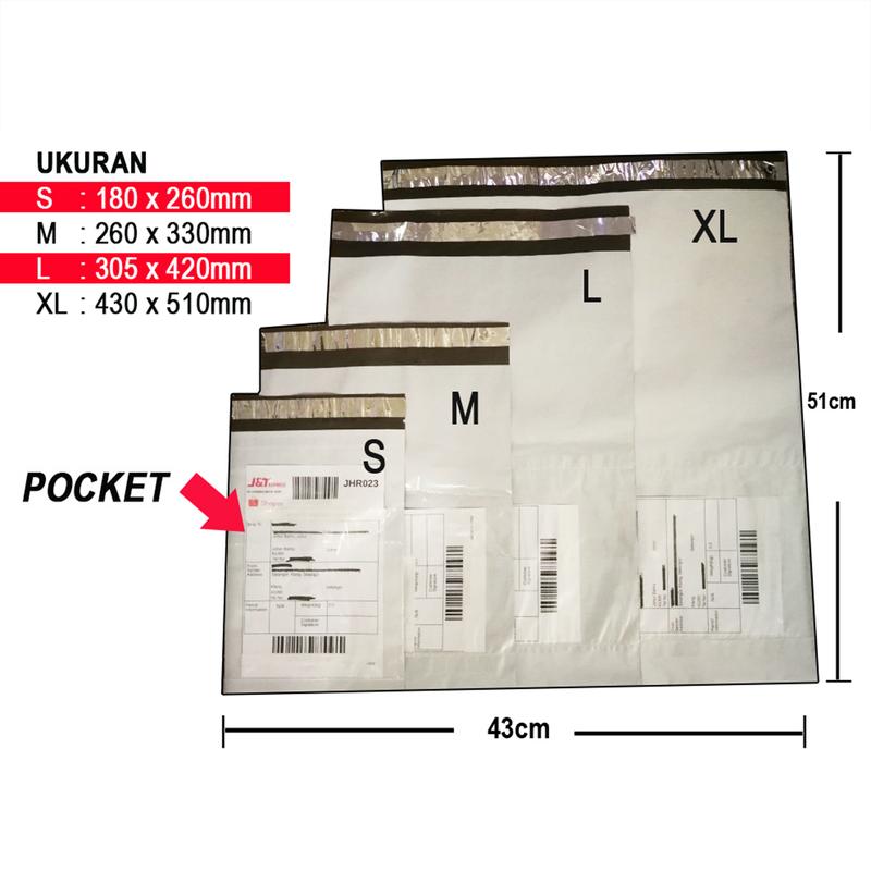 (50pcs) PARCEL BAG MURAH ADA POKET Flyers Courier Bag with Pocket saiz ...
