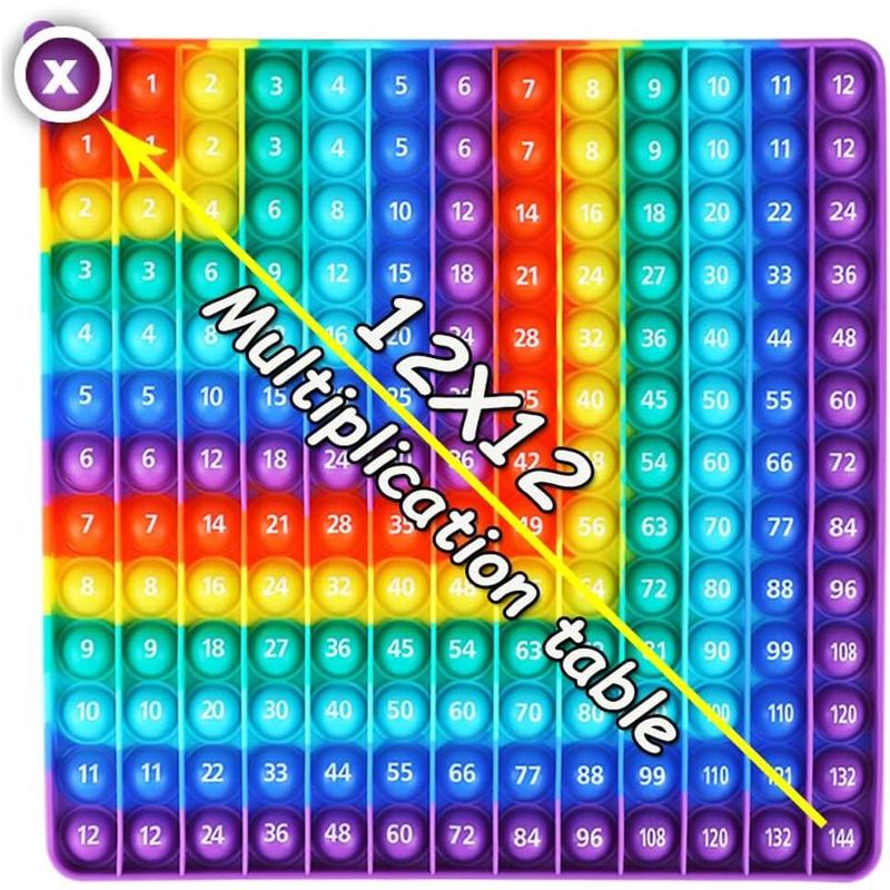 12x12 Multiplication Table Digital P0PP Math Toy, Rainbow Dimple ...