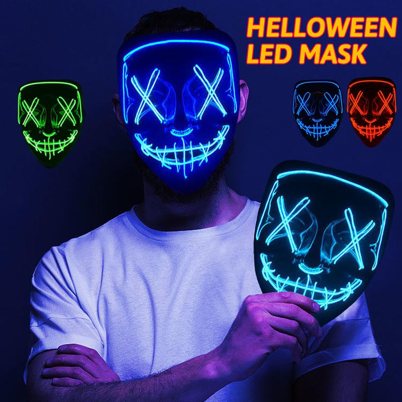 glowing mask Halloween Scary Led Masks Neon Stitches Mask LE - TikTok ...