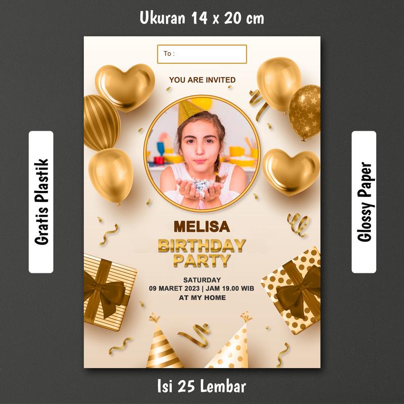 Cetak Undangan Ultah ukuran 14x20 cm / Undnagan Ulang Tahun / Birthday ...