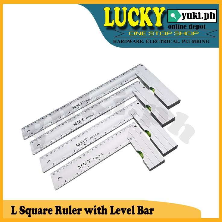 ALUMINUM SQUALA L-SQUARE ANGLE RULER WITH LEVEL BAR (sizes: 20cm/25cm ...
