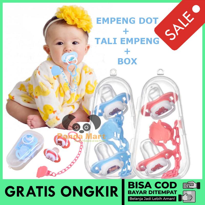 [COD/READY] Empeng Dot Bayi Set + Rantai Tali + Box Paket Gigitan ...